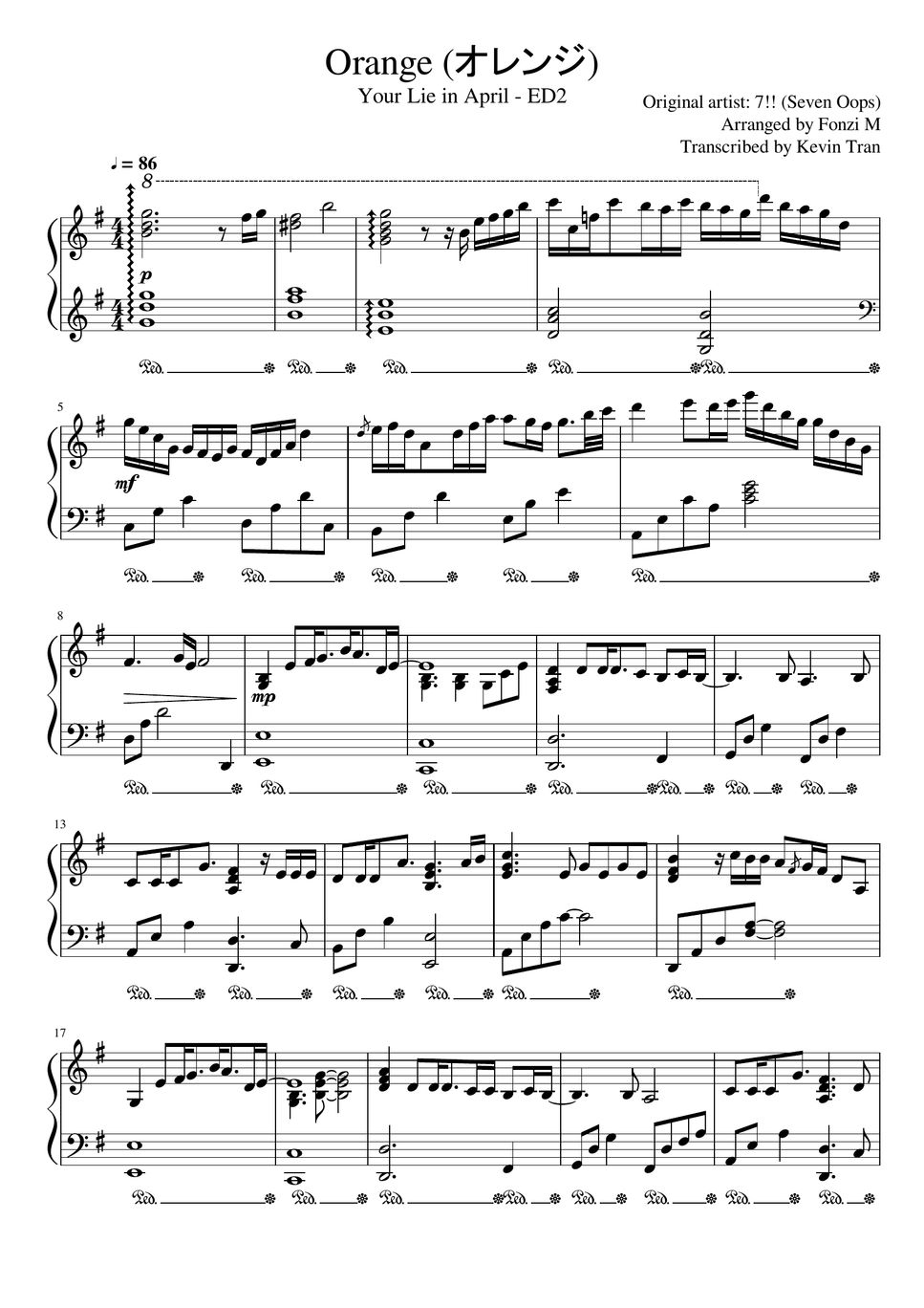 7!! - Your Lie in April ED 2 - "Orange" Sheet by Fonzi M