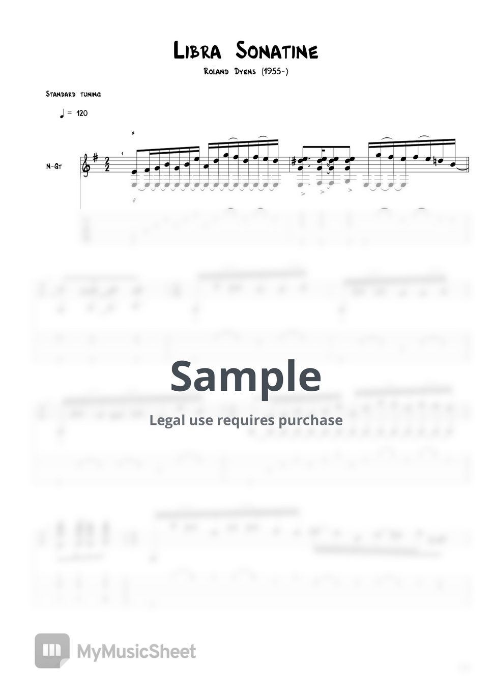 Roland Dyens - Libra Sonatine TAB+1 Staff by Agape Guitar