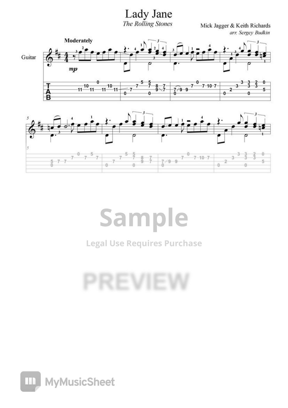 The Rolling Stones - Lady Jane Sheet Music by Buddy_King