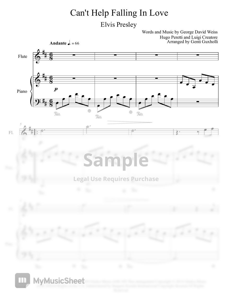 Elvis Presley - Can't Help Falling In Love (Flute Solo with Piano ...