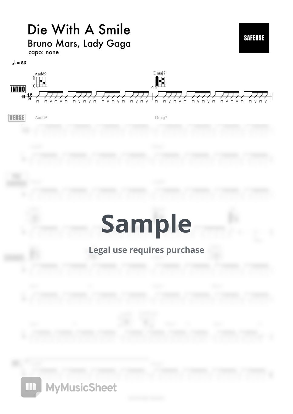 Lady Gaga, Bruno Mars - Die With A Smile (Chords Only) Sheet Music by ...