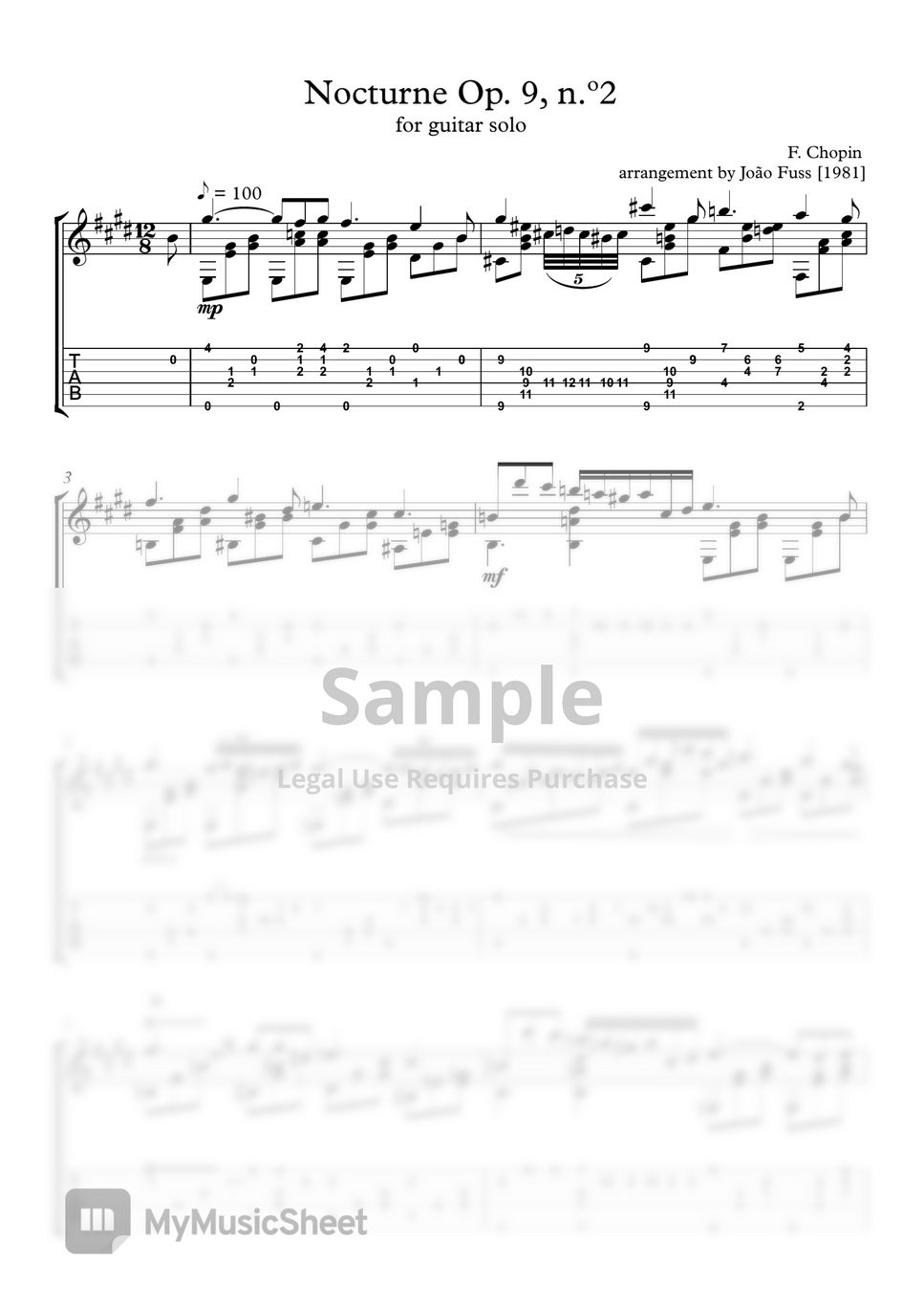 F. Chopin - Nocturne Op.9, n.º2 Sheets by João Fuss