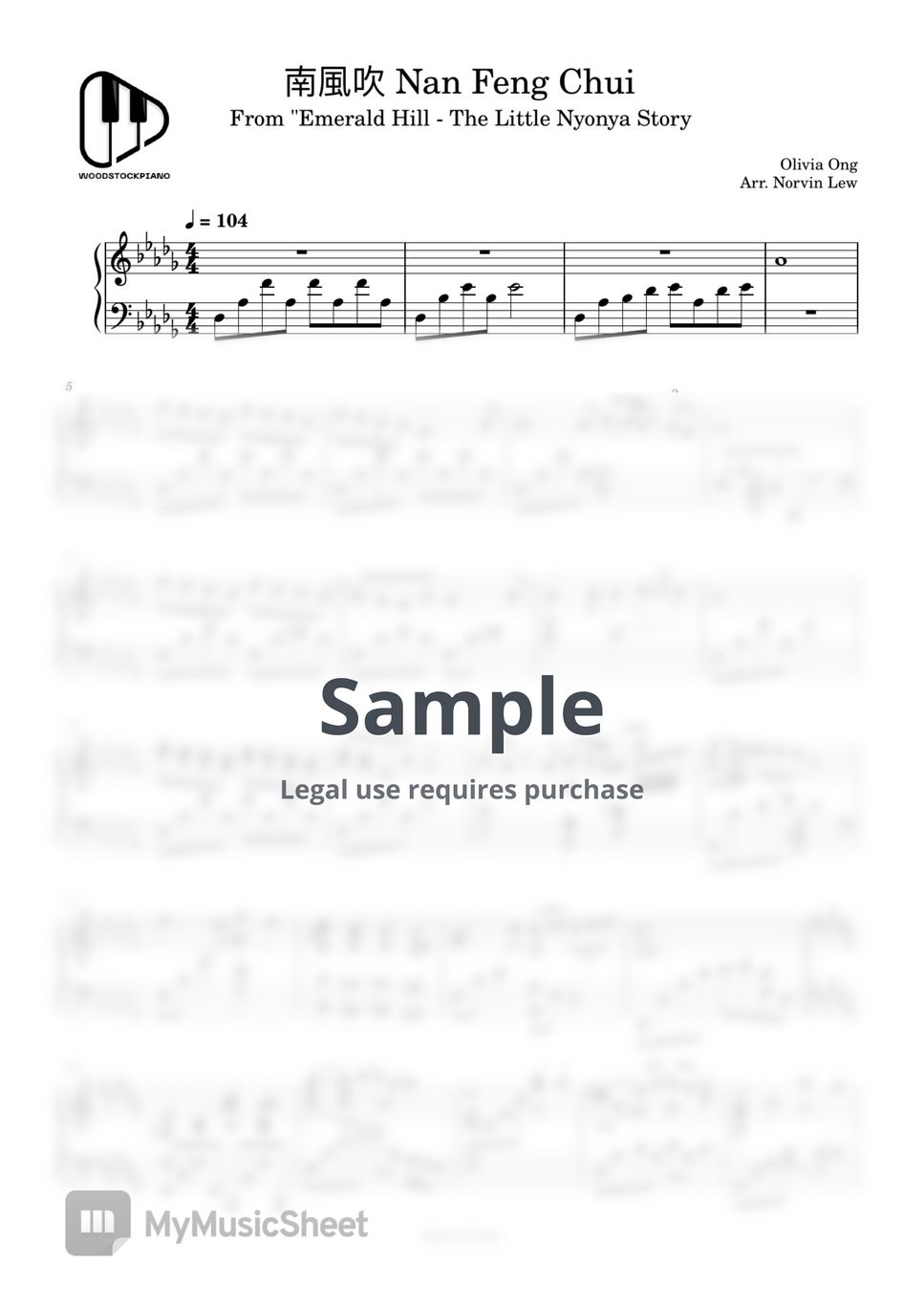 Olivia Ong - Nan Feng Chui 南風吹 Sheets by Norvin Lew