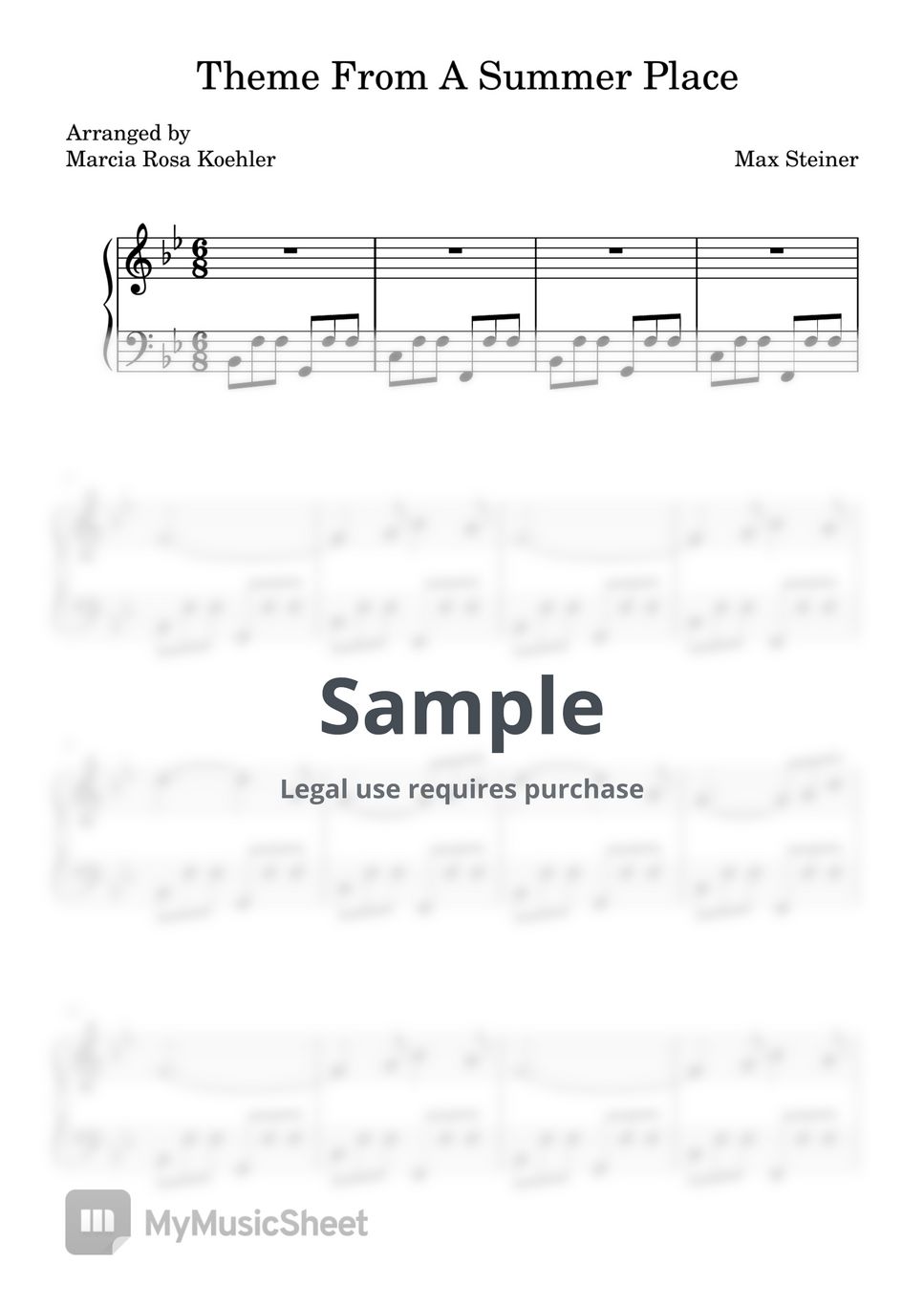 Max Steiner - Theme From A Summer Place Hoja by Marcia Rosa Koehler