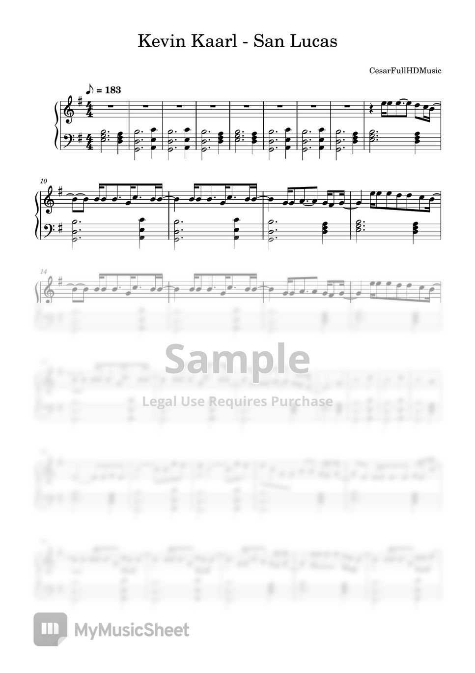 Kevin Kaarl - San Lucas Sheet Music