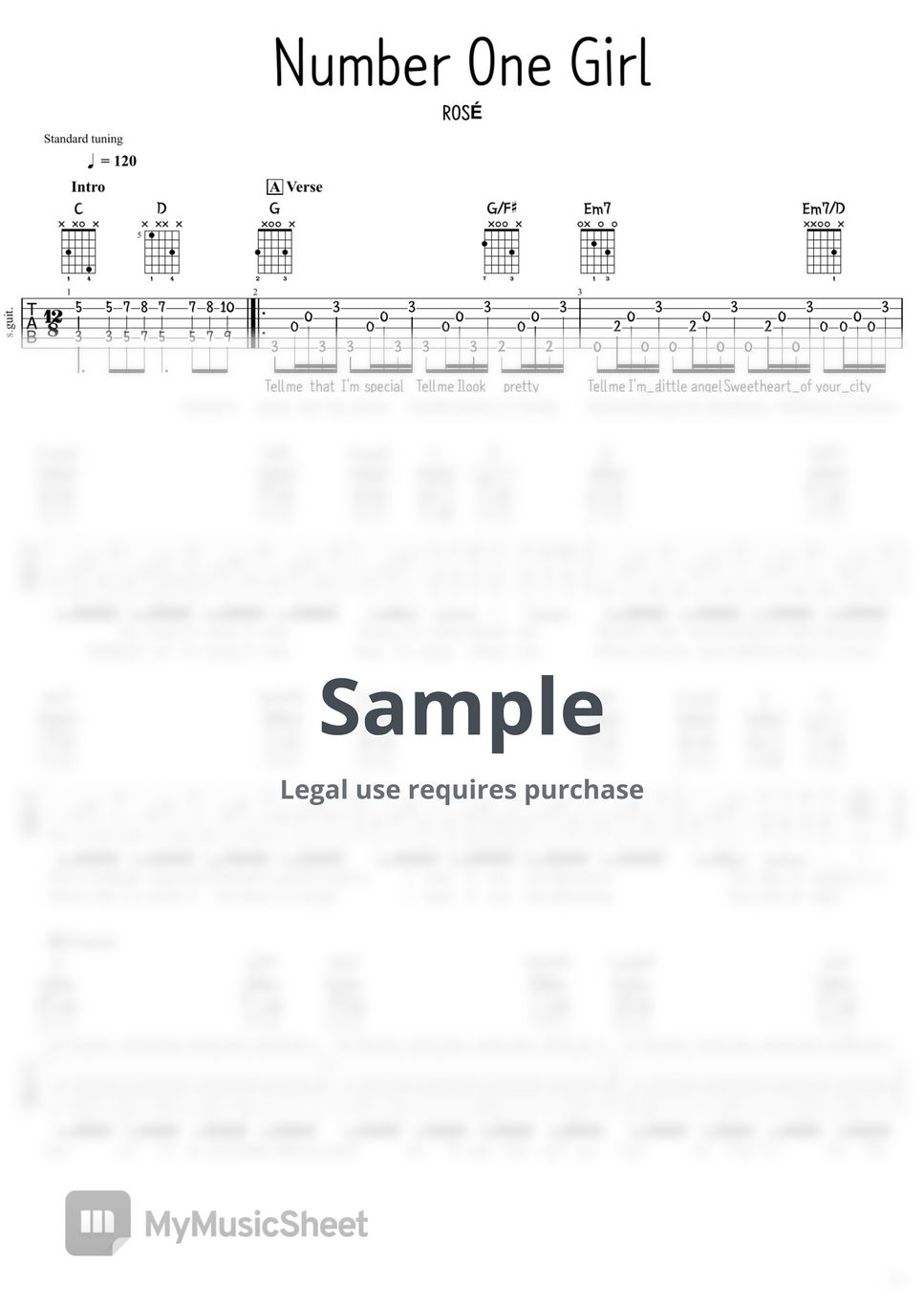 ROSE - Number One Girl Sheet Music by Chase Cho