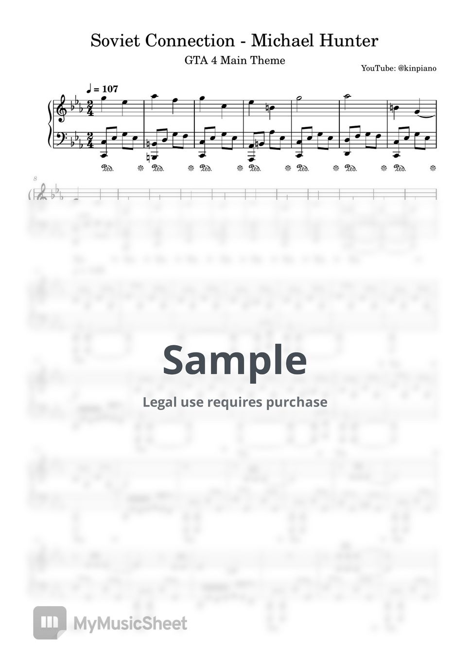 Michael Hunter - Soviet Connection (GTA 4 Main Theme) Sheet Music by KinPiano