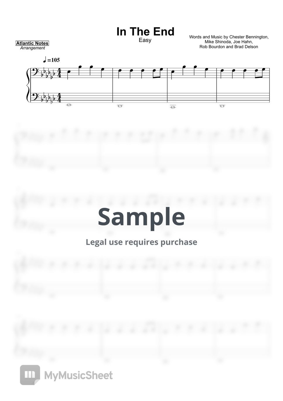 Linkin Park - In The End Sheet Music by Atlantic Notes