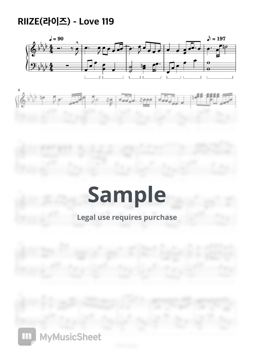 RIIZE(라이즈) - Love 119 乐谱 by bvibvi piano