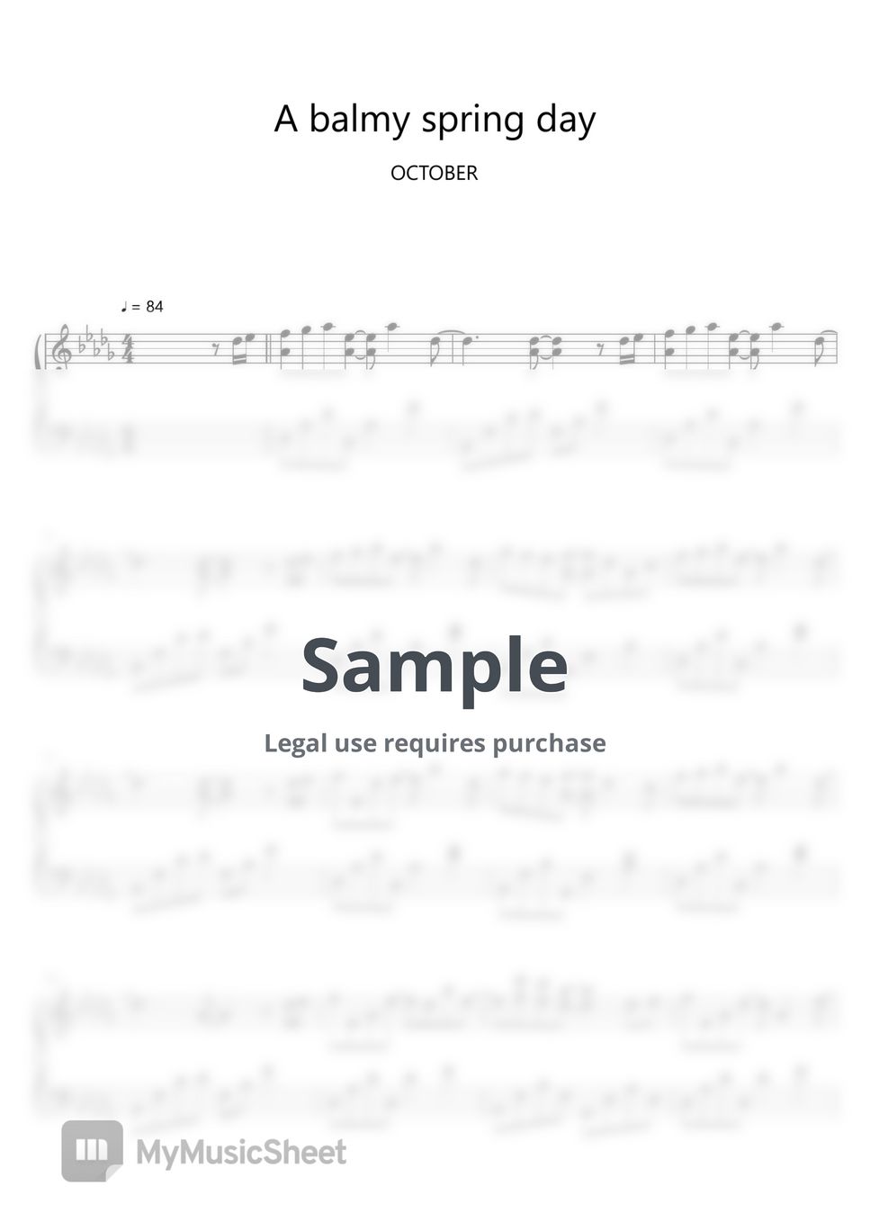 악토버 (OCTOBER) - A balmy spring day (Sheet Music, MIDI,) 악보 by sayu