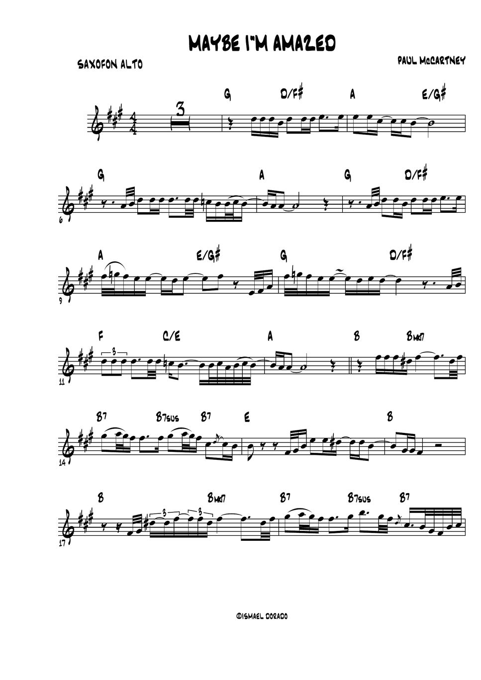 Maybe Im Amazed Paul Mccartney Versión Warren Hill Alto Sax