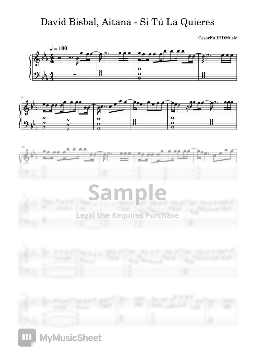 David Bisbal, Aitana - Si Tú La Quieres Sheet Music