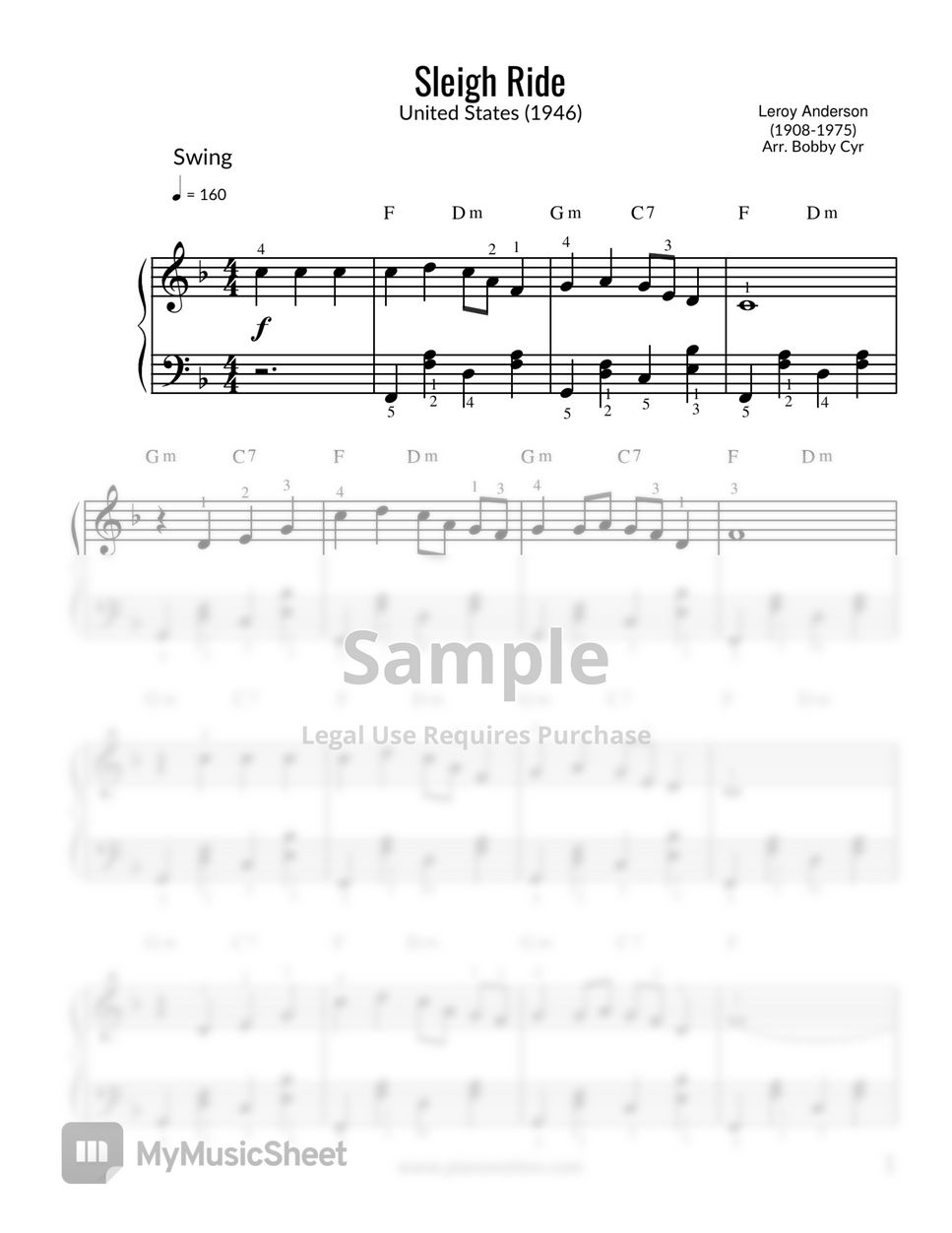 Leroy Anderson - Sleigh Ride (Piano Solo) 악보 by Piano Notion