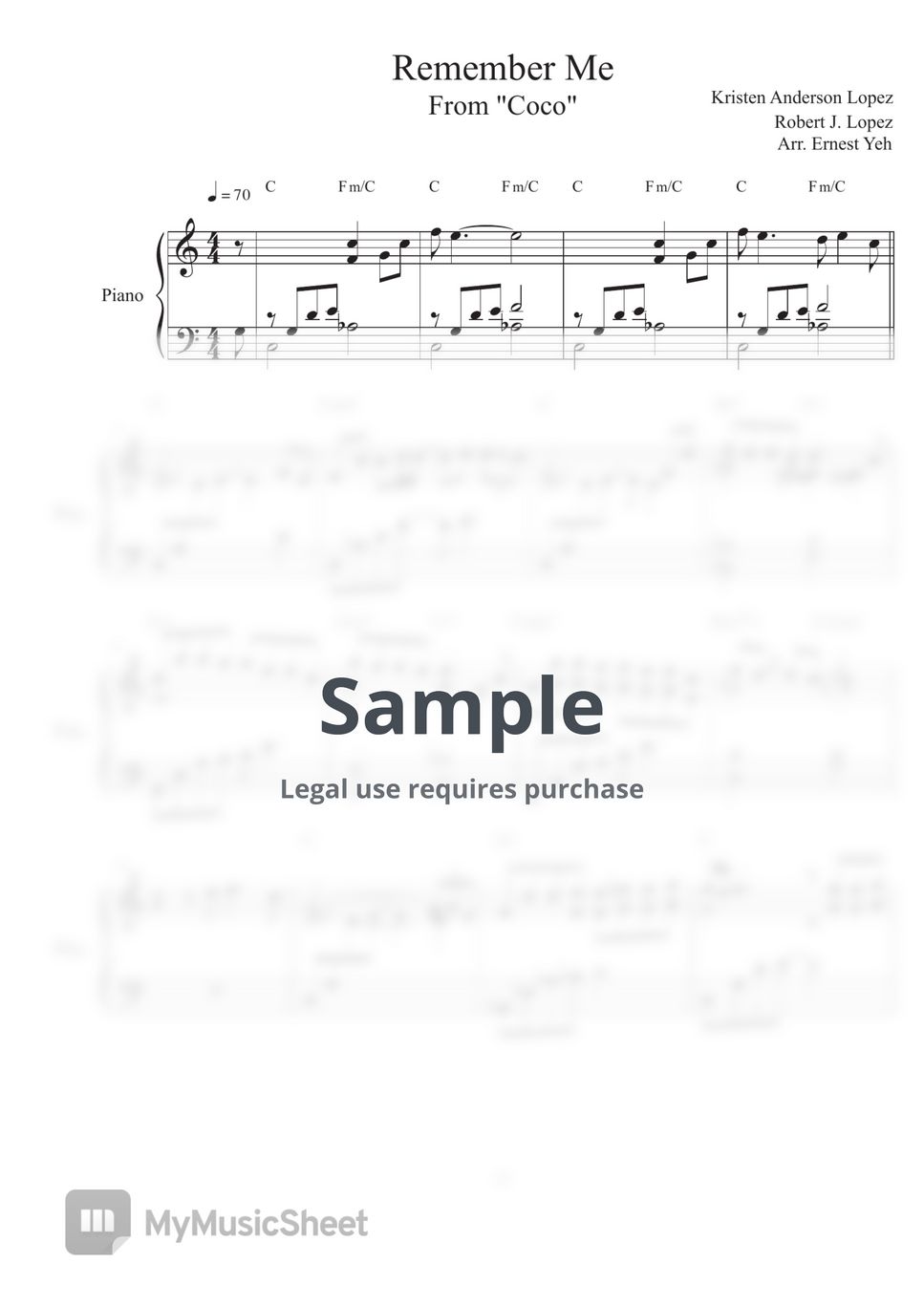 Kristen Anderson-lopez - Remember Me Sheets by ErnestYeh