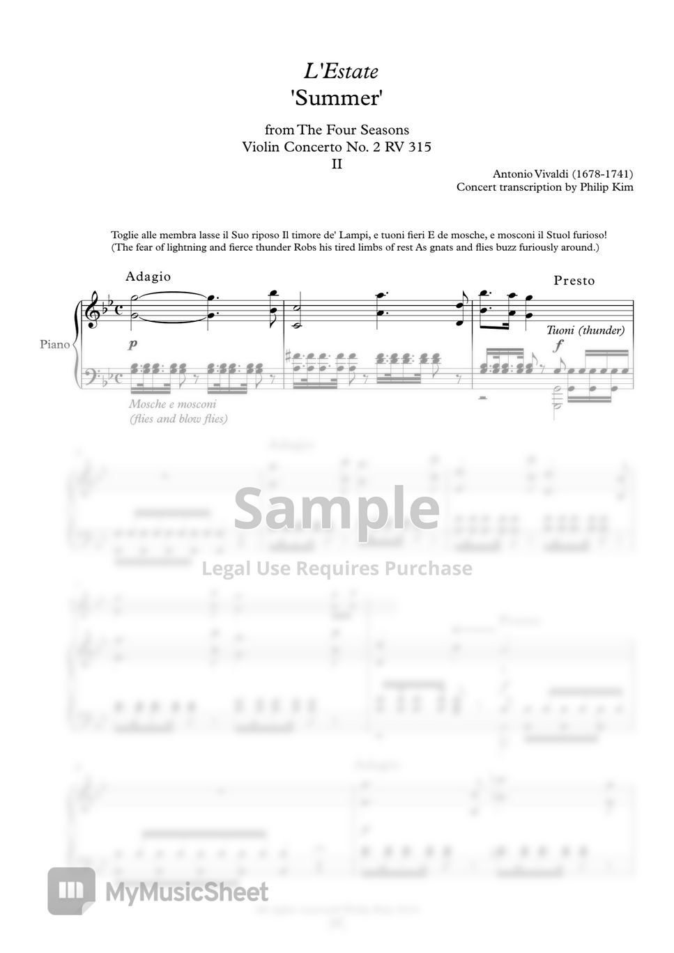 Antonio Vivaldi - Vivaldi's The Four Seasons L'Estate 'Summer' 2nd ...