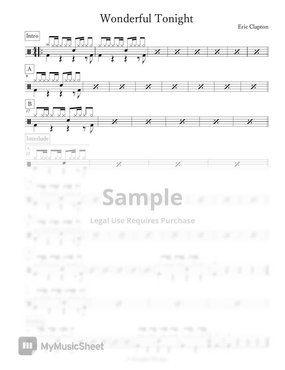 Eric Clapton - Wonderful Tonight Sheets by Arkadia Drums