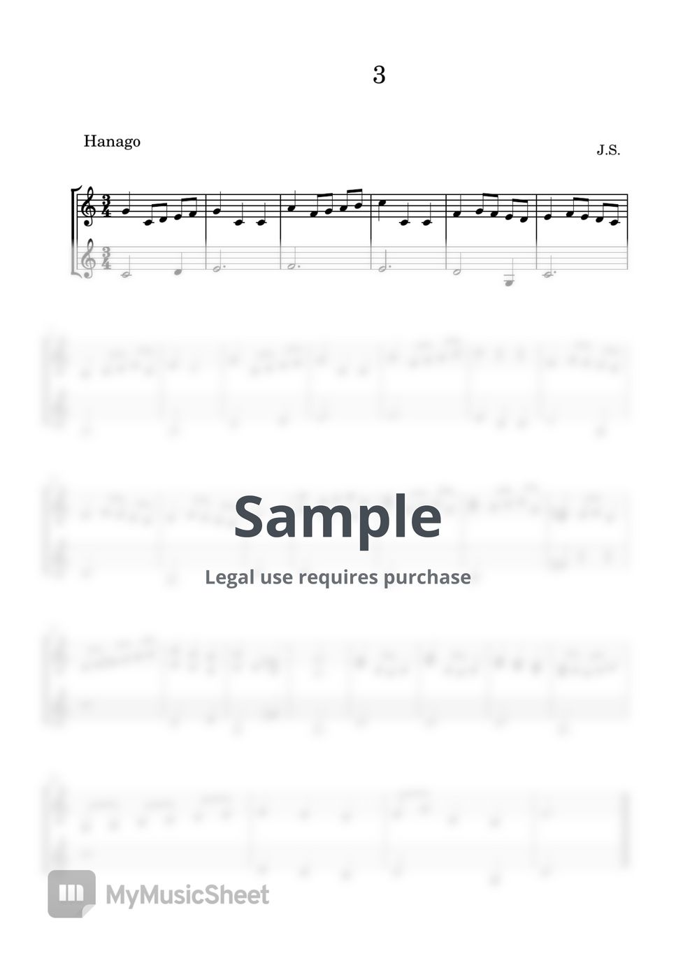 J.S.Bach - 미뉴에트 3번 (Hanago) Sheets by 엘가뮤직