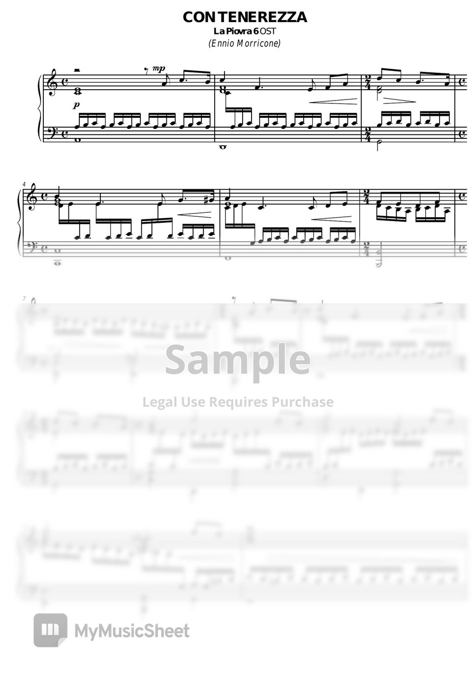 Con Tenerezza - La Piovra 6 (Ennio Morricone) Спрут 6 Sheet Music