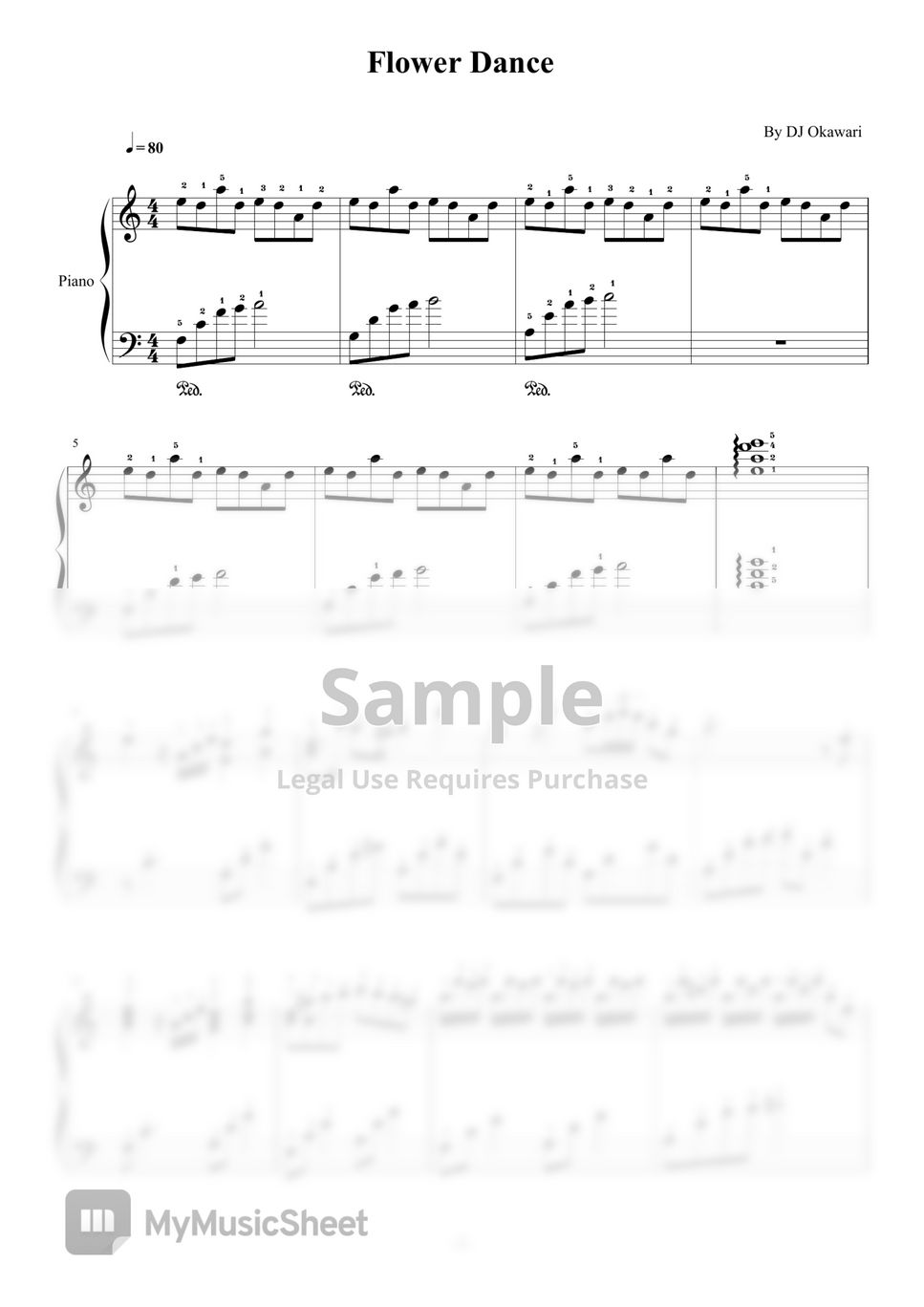 Dj Okawari - Flower Dance,Dj Okawari,Easy Piano,with Fingering (花之舞初学者 ...