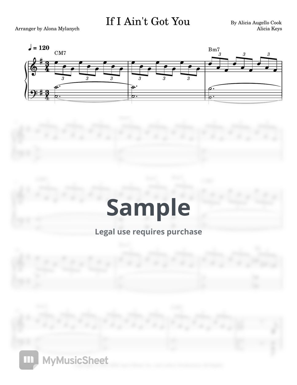 Alicia Keys - If I Ain't Got You Sheets by Alona Mylanych