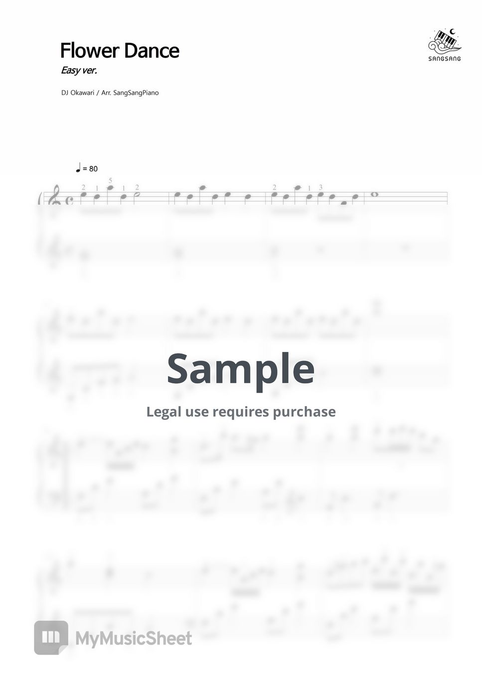 DJ Okawari - Flower Dance(플라워 댄스) (Easy ver.) 楽譜 by 상상피아노