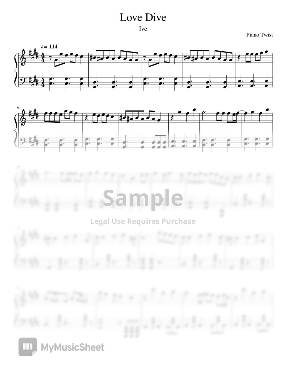 IVE - Love Dive Sheets by Piano Twist