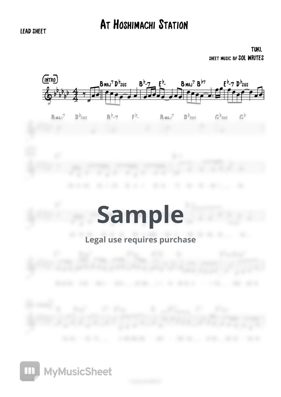 tuki. - At Hoshimachi Station (Lead Sheet - Chords & Lyrics Rom.) Sheet ...