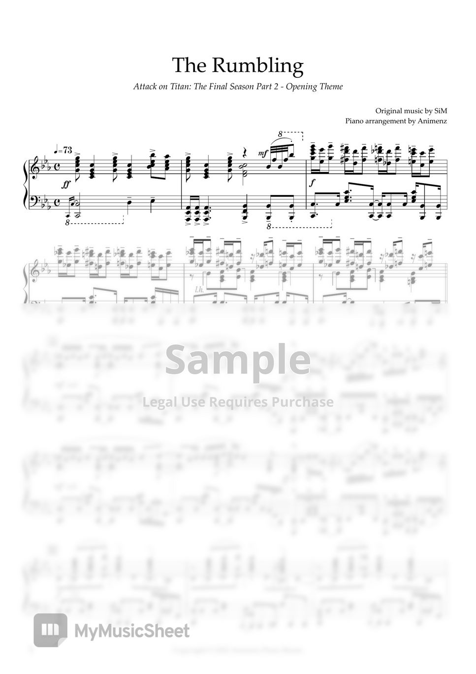 SiM - The Rumbling (Attack on Titan Final Season Part 2 OP) Sheets by ...