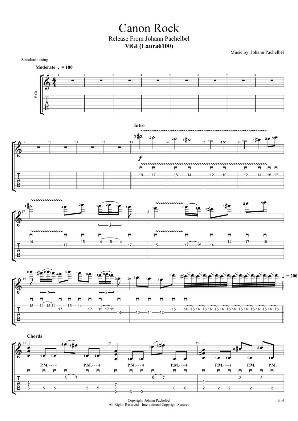Pachelbel - Canon Rock - Laura6100 Sheet