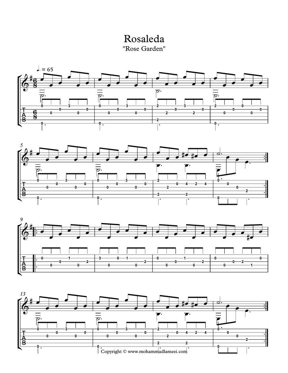 Rosaleda "Rose Garden" Tab + 1staff by Mohammad Lameei