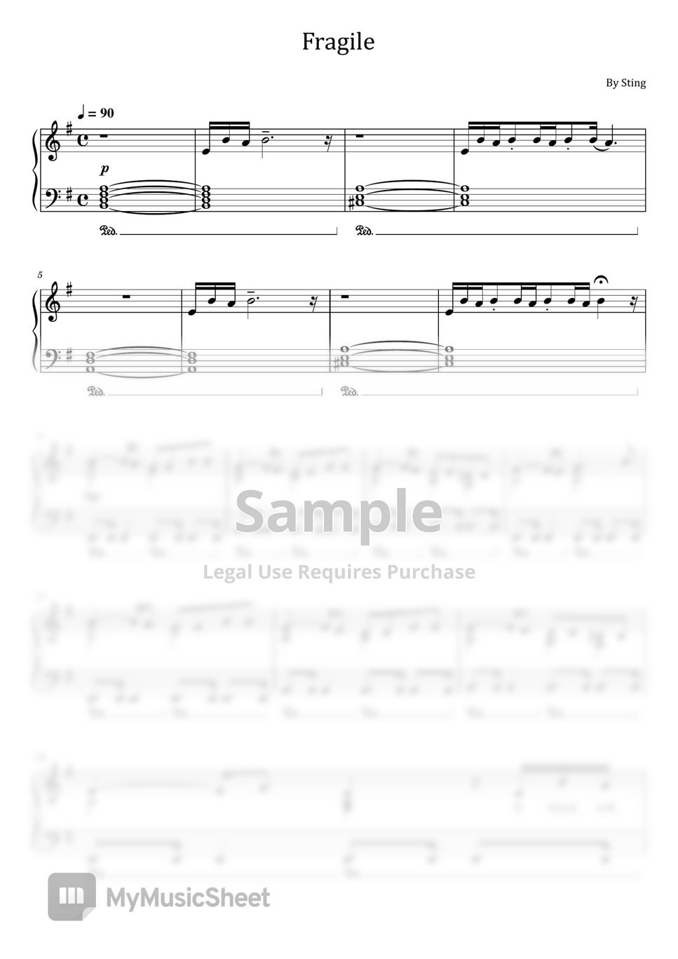 Sting - Fragile (For Piano Solo - Wit Lyrics) Sheets by poon