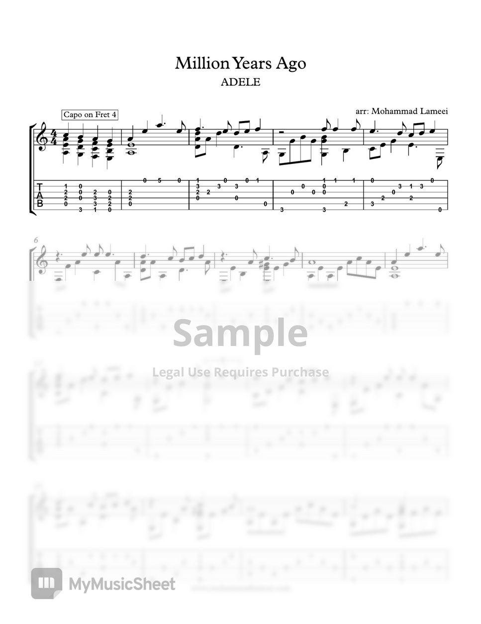 ADELE - Million Years Ago Tab + 1staff by Mohammad Lameei