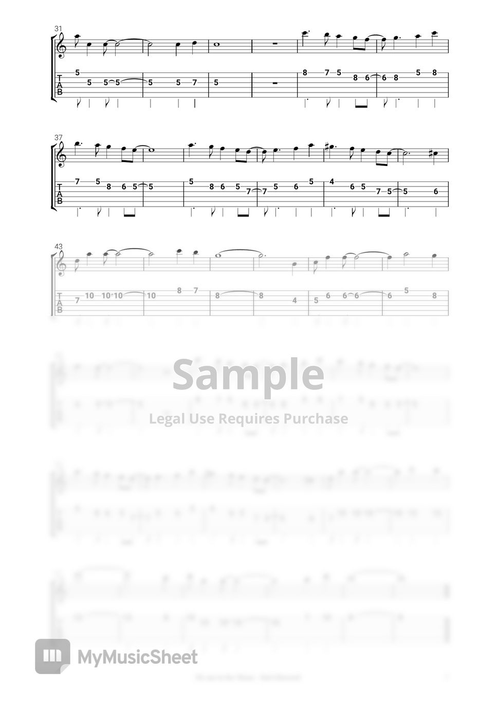Bart Howard - Fly me to the Moon (Guitar Melody) Tab + 1staff by playplus