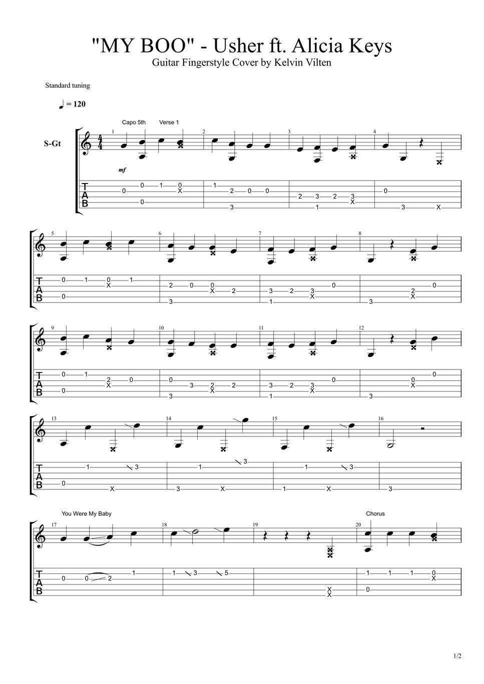 Usher ft. Alicia Keys - My Boo TAB by Kelvin Vilten
