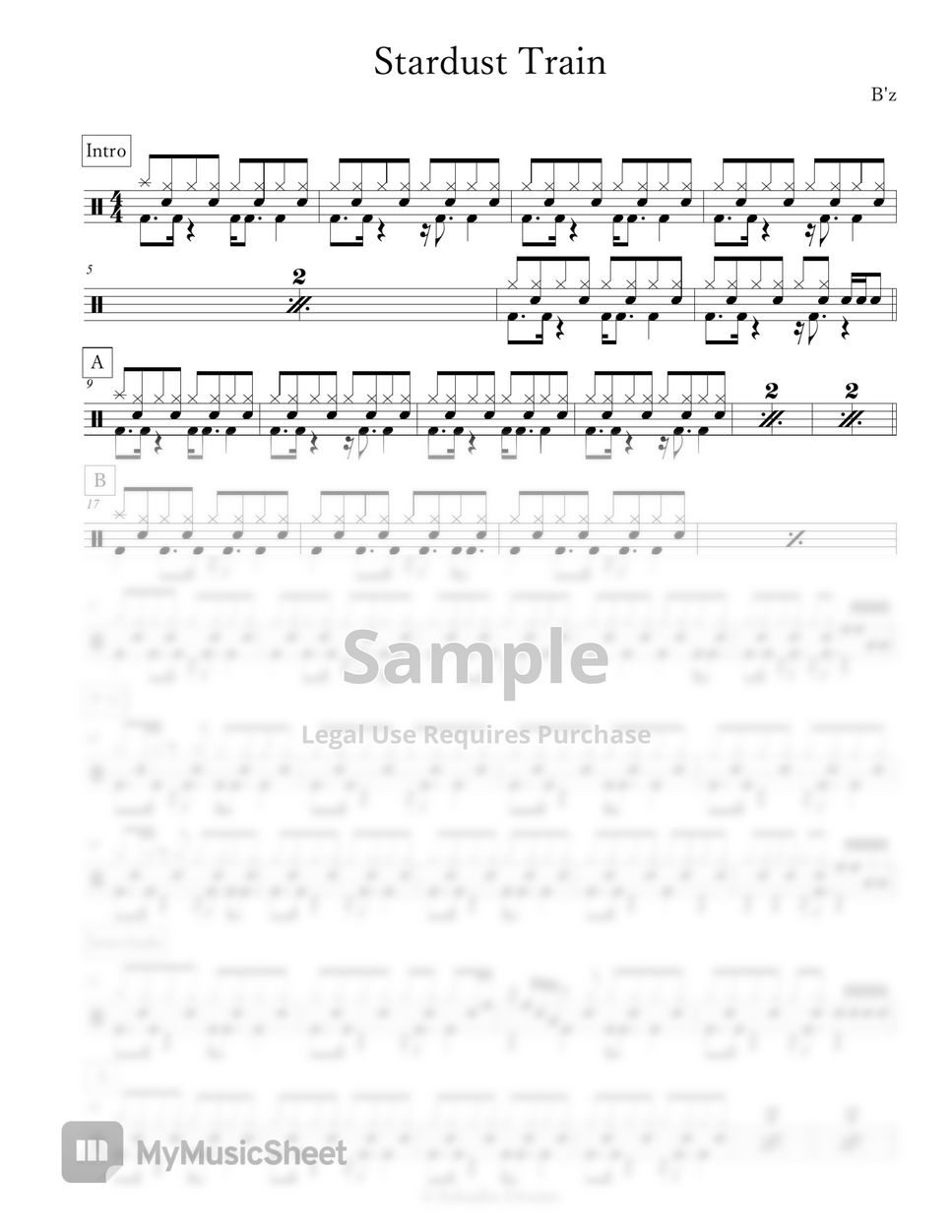 B'z - Stardust Train 악보 by Arkadia Drums