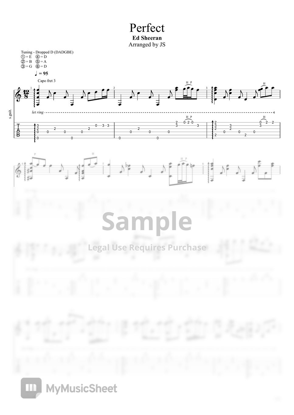 Ed Sheeran - Perfect Tab + 1staff by JS-WAVE