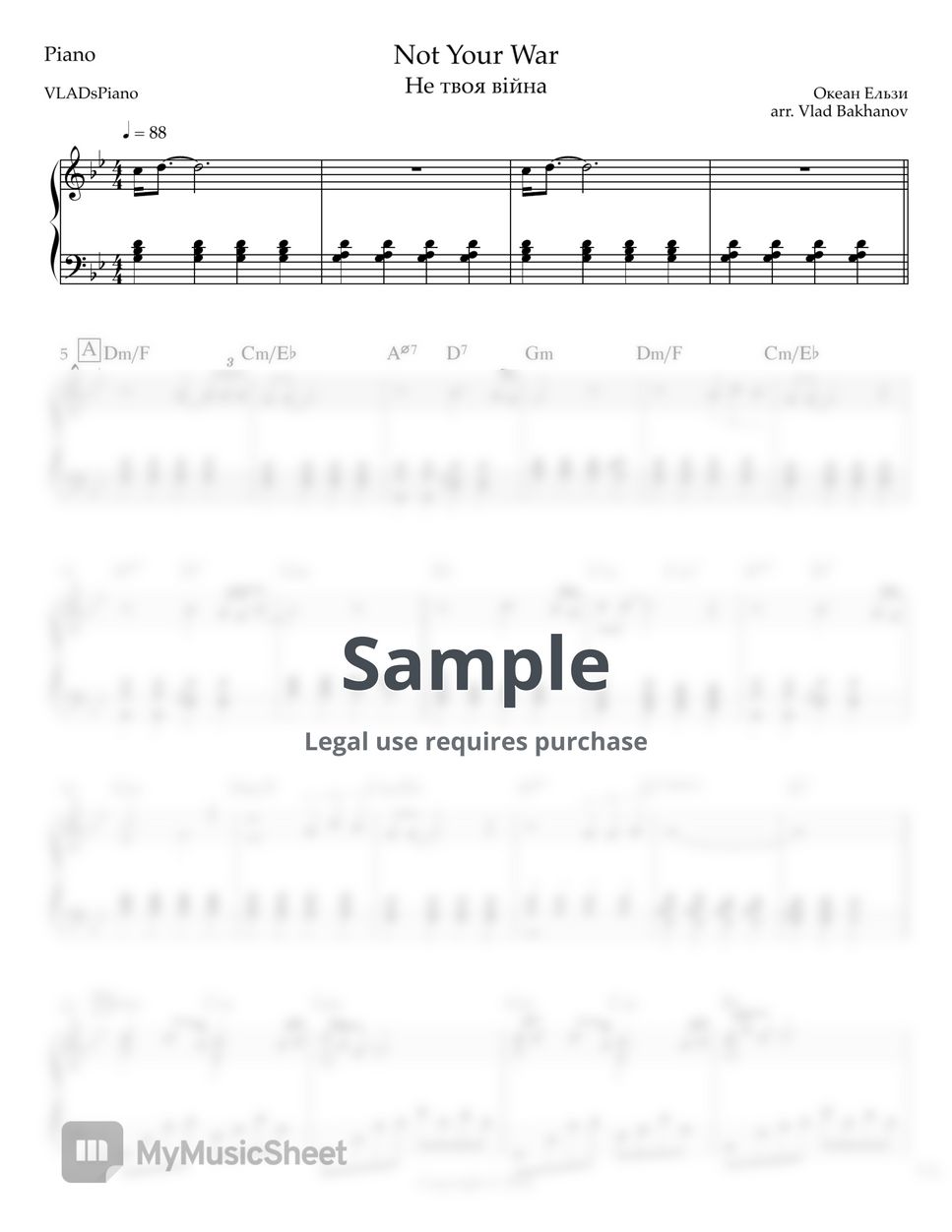 Океан Ельзи - Не твоя війна (piano cover) Sheet Music by VLADsPiano