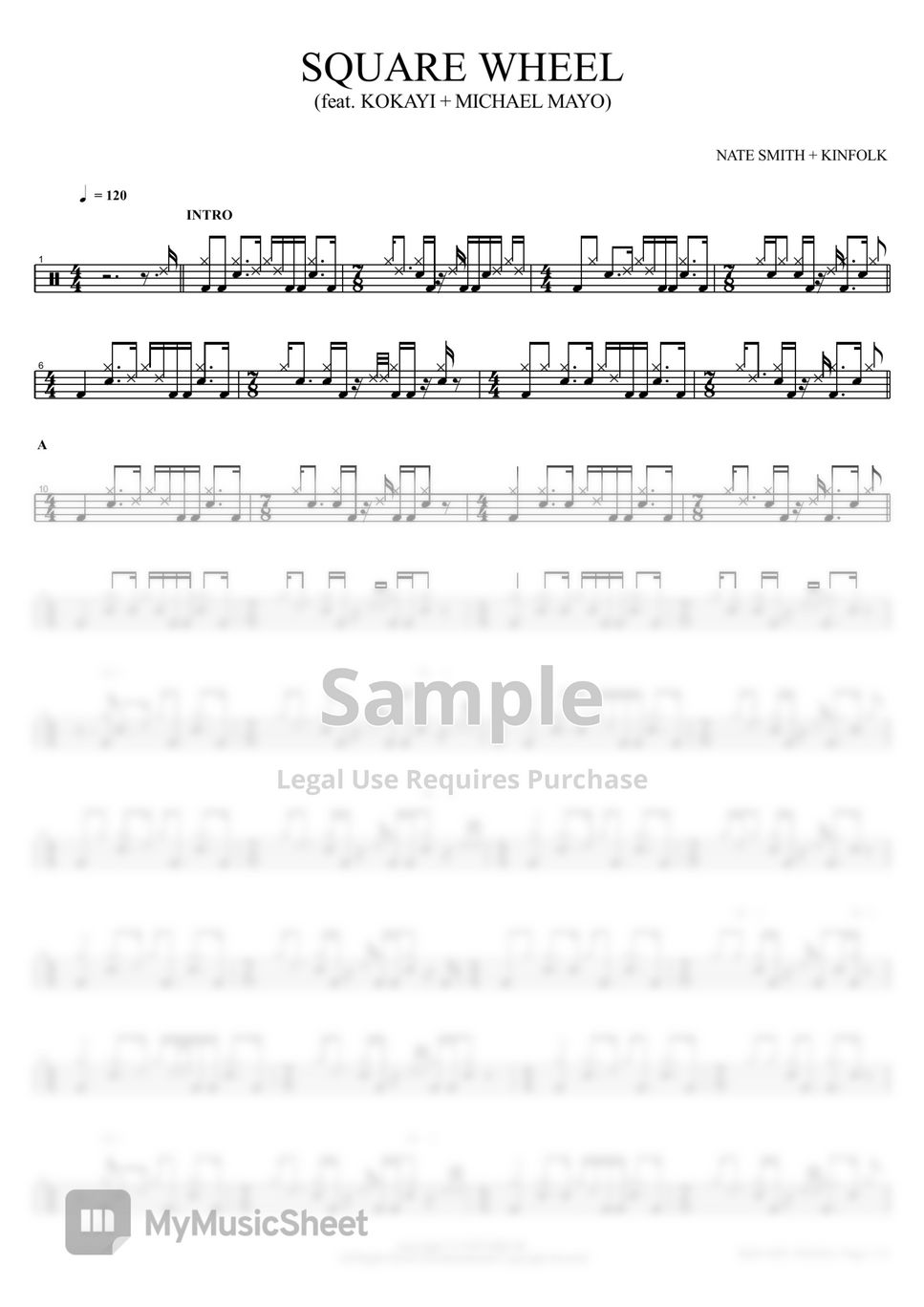 NATE SMITH KINFOLK - SQUARE WHEEL (feat. KOKAYI + MICHAEL MAYO) Sheet ...