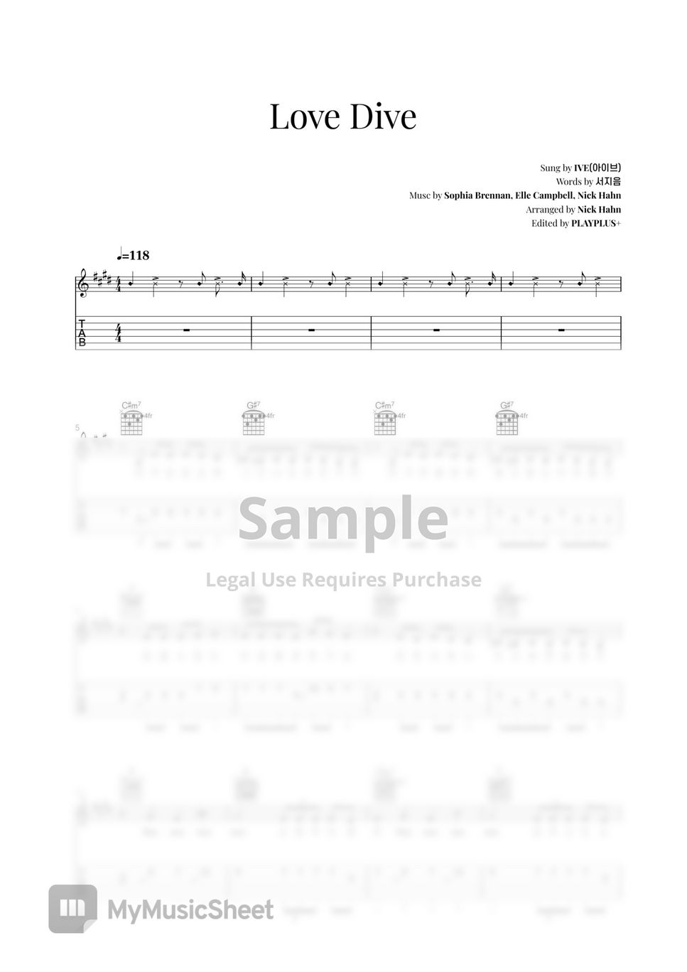 IVE - Love Dive (Melody TAB) Sheet Music by playplus