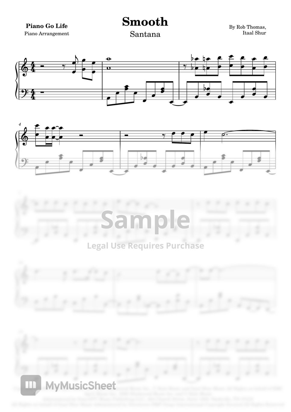Santana - Smooth Partitur by Piano Go Life
