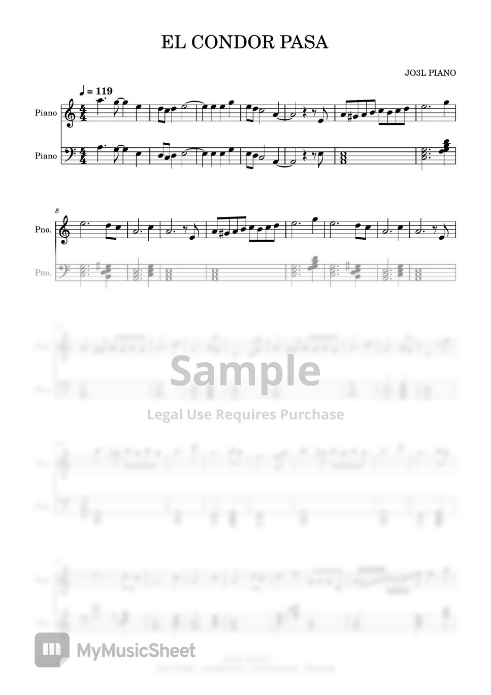 Daniel Alomia Robles - El Cóndor Pasa Sheet Music by JO3L PIANO
