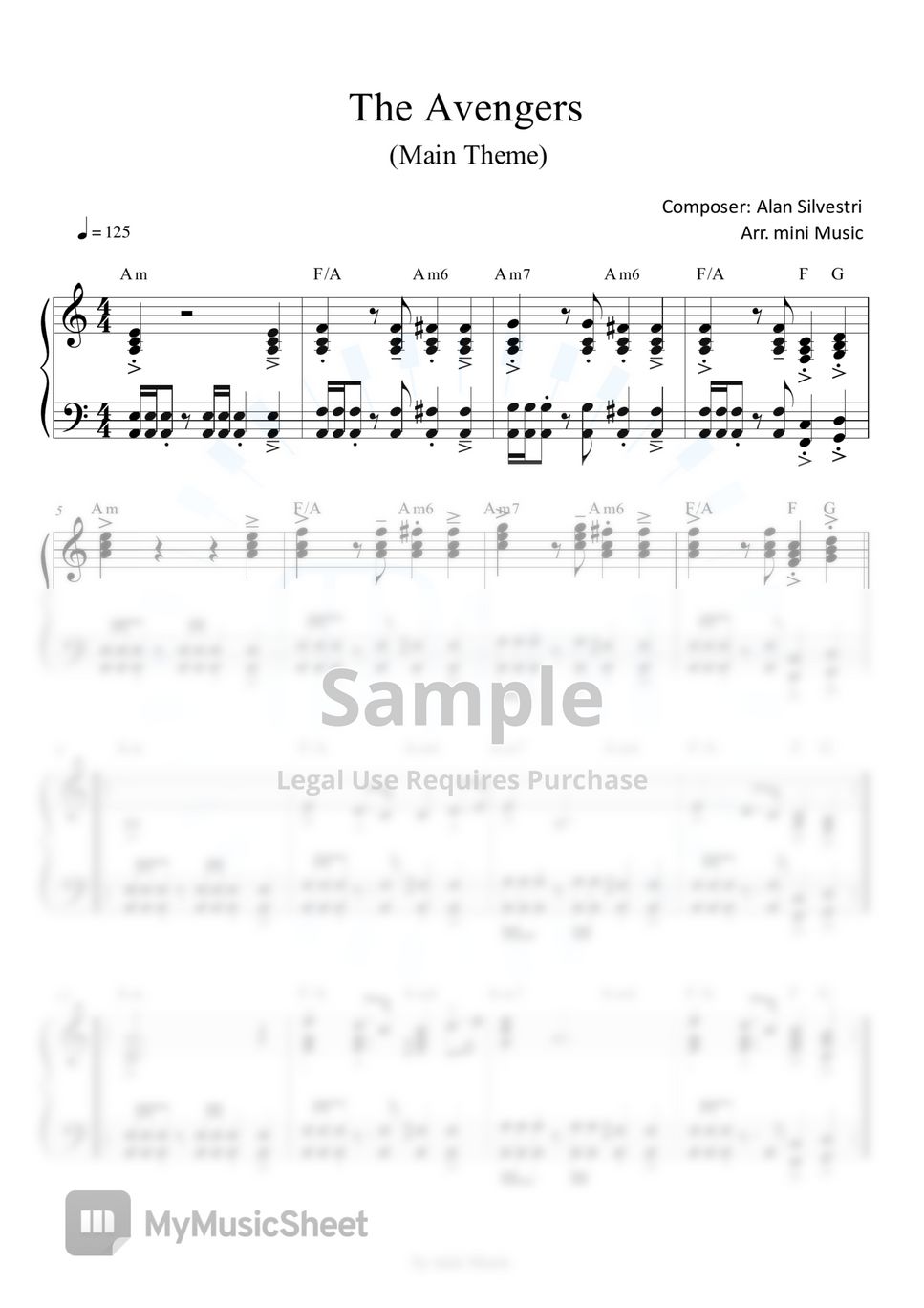 The Avengers - Avengers Main Theme (어벤져스 OST) (Easy Ver.) Sheet Music ...
