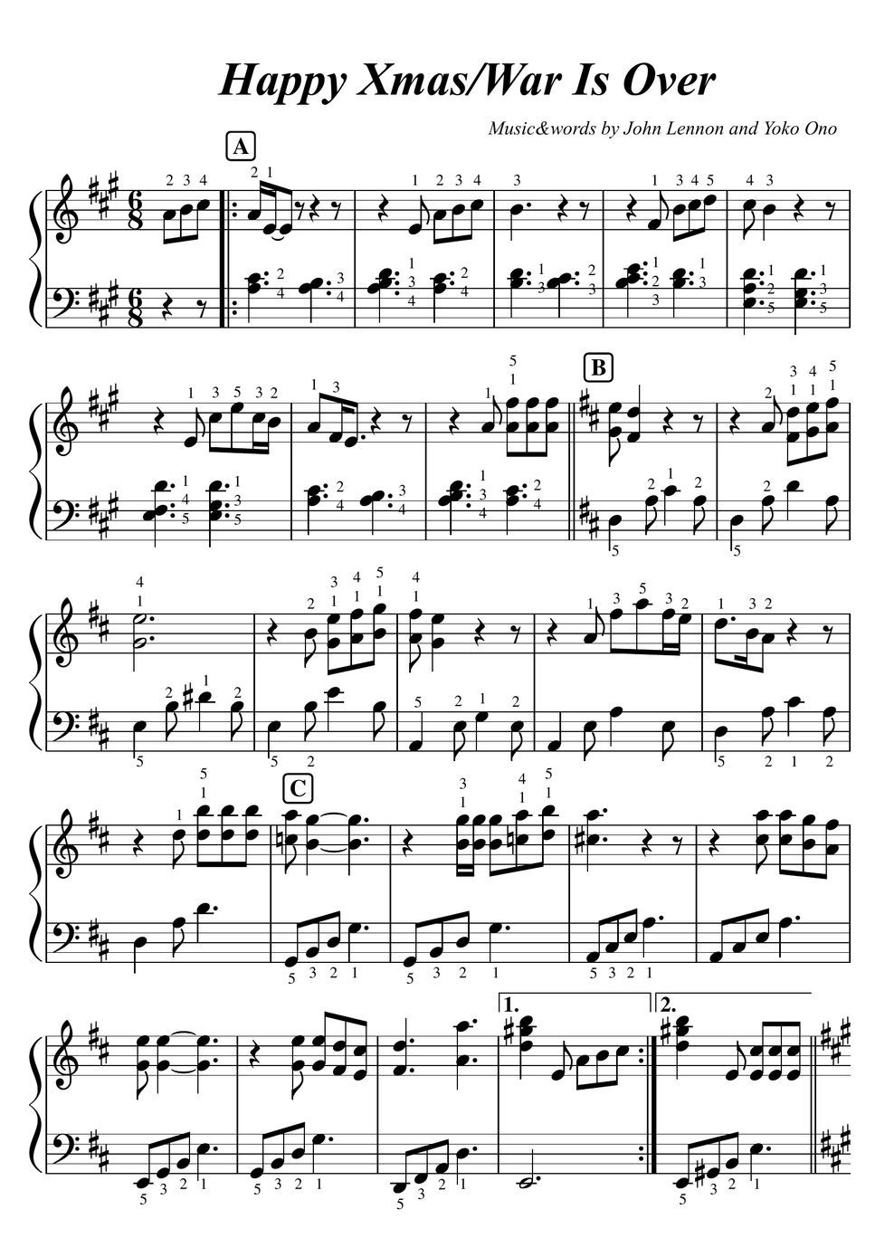ジョン・レノン - 【やさしい】ハッピー・クリスマス（Happy X'mas/War is Over） (ジョン・レノン,ビートルズ ...