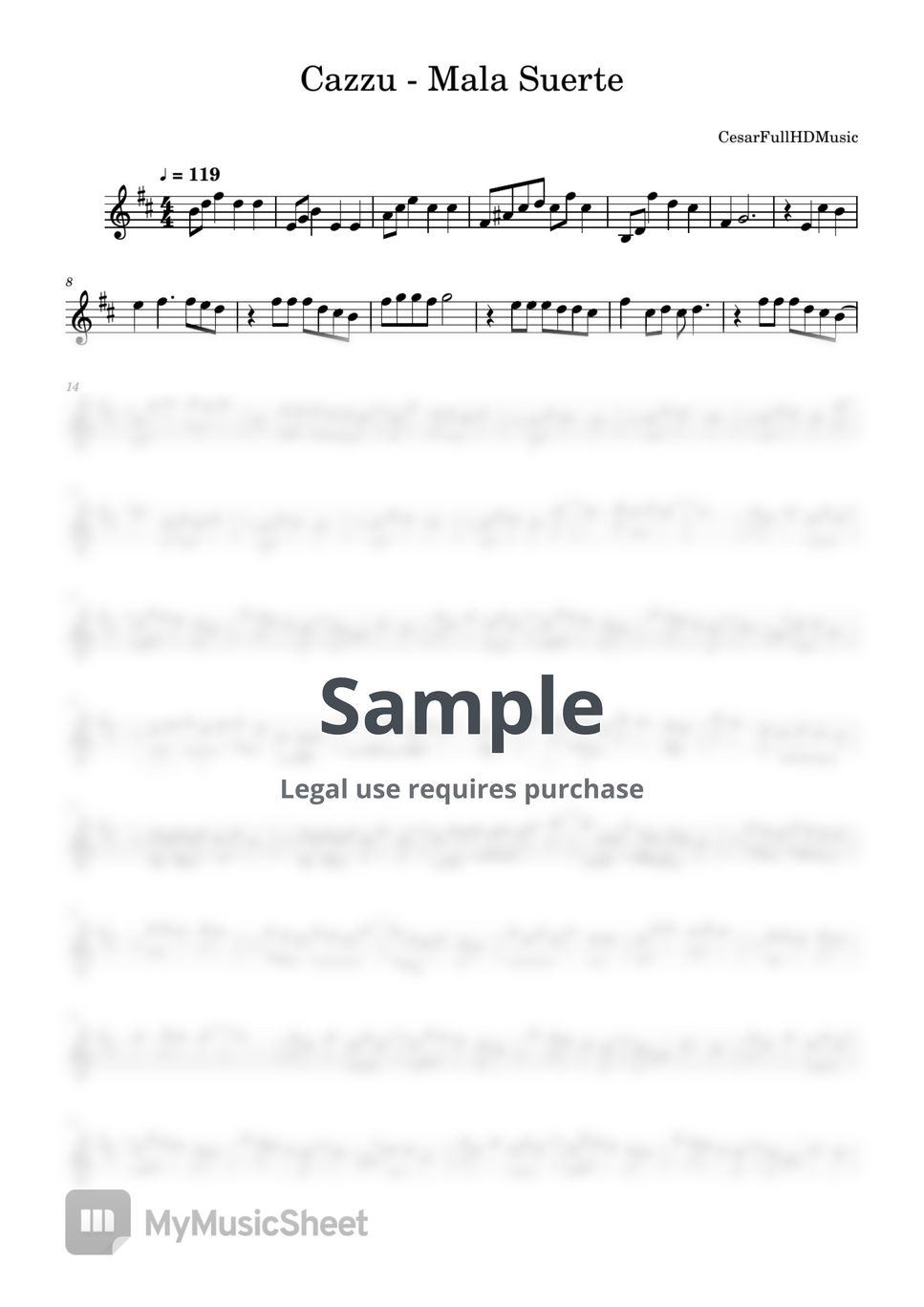 Cazzu - Mala Suerte 악보