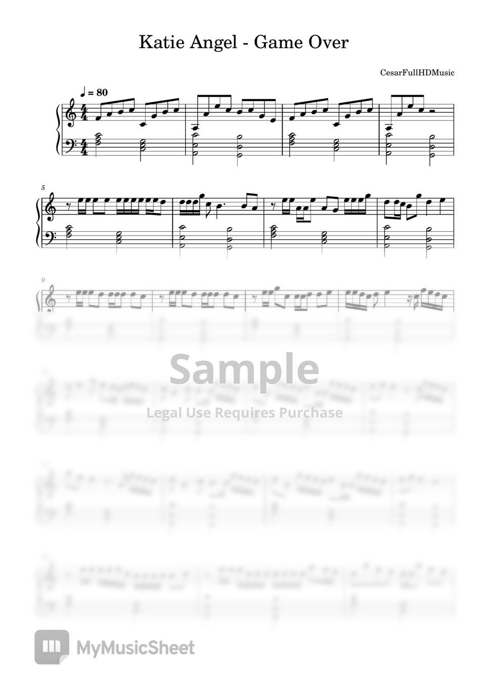 Katie Angel - GAME OVER Sheet Music