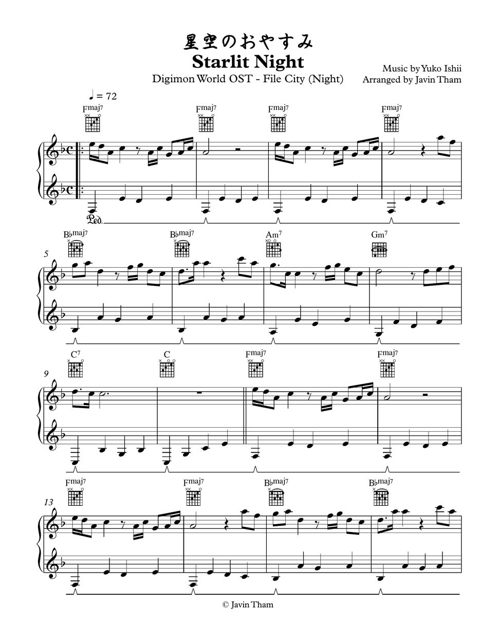 Digimon World - Starlit Night (File City Night) Notenblatt by Javin Tham