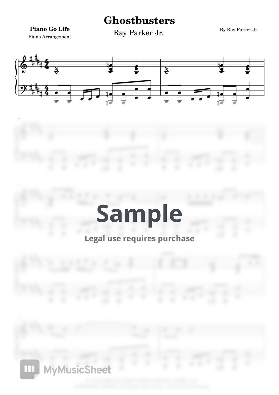 Ray Parker, Jr. - Ghostbusters (Theme Song) 악보 by Piano Go Life