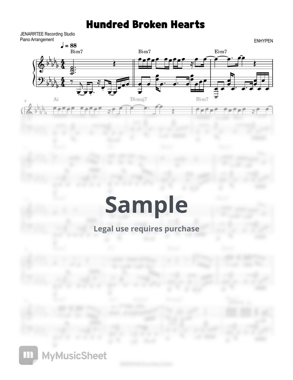 ENHYPEN - Hundred Broken Hearts Sheets by JENARRTEE Recording Studio