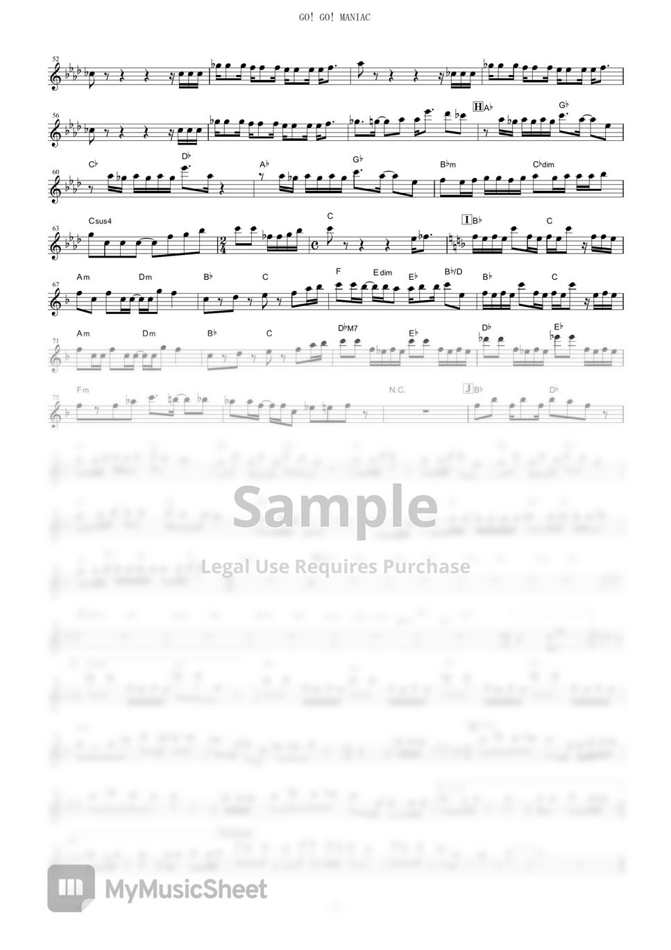 K-On!! - GO! GO! MANIAC (in Eb) Sheet Music