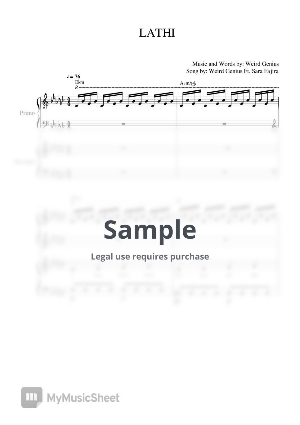 Weird Genius Ft. Sara Fajira - LATHI 악보 by Allegro Music